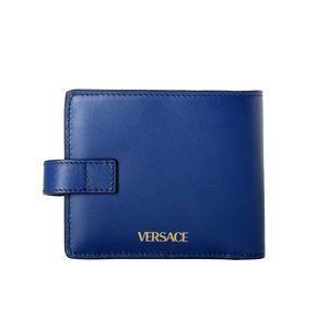 Versace | Bags | Versace Mens Royal Blue 0 Leather Gold Medusa Bifold ...
